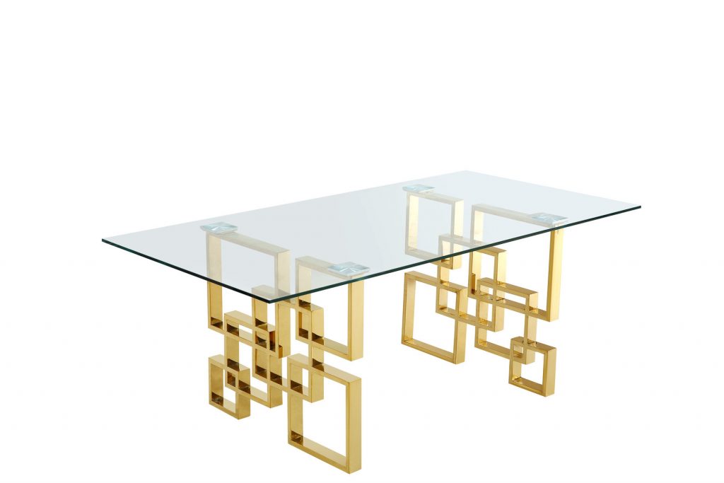 Geometric Gold Dining Table - Wooden-It-Be-Nice